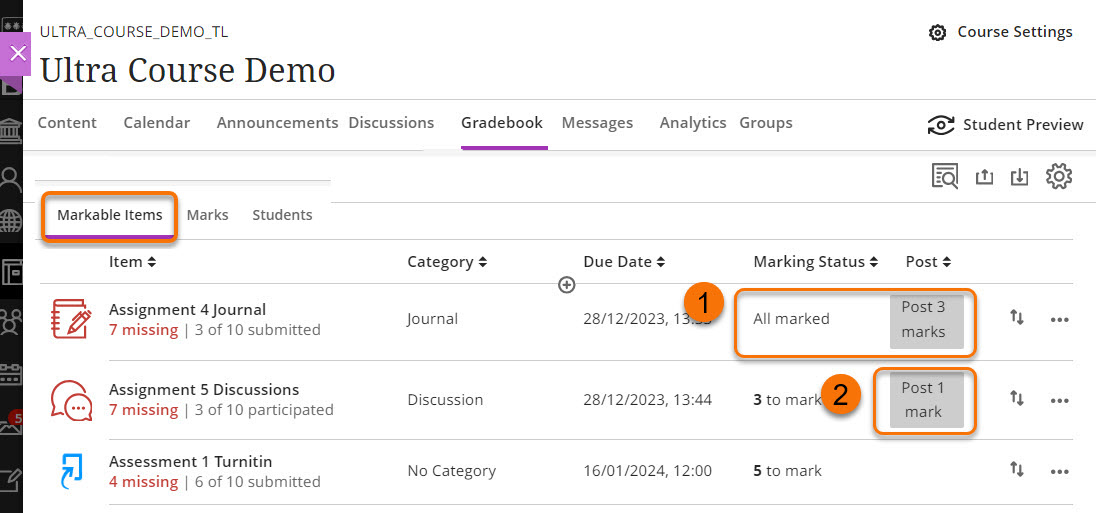 Post Student Marks - Technology Enhanced Learning Support for Staff