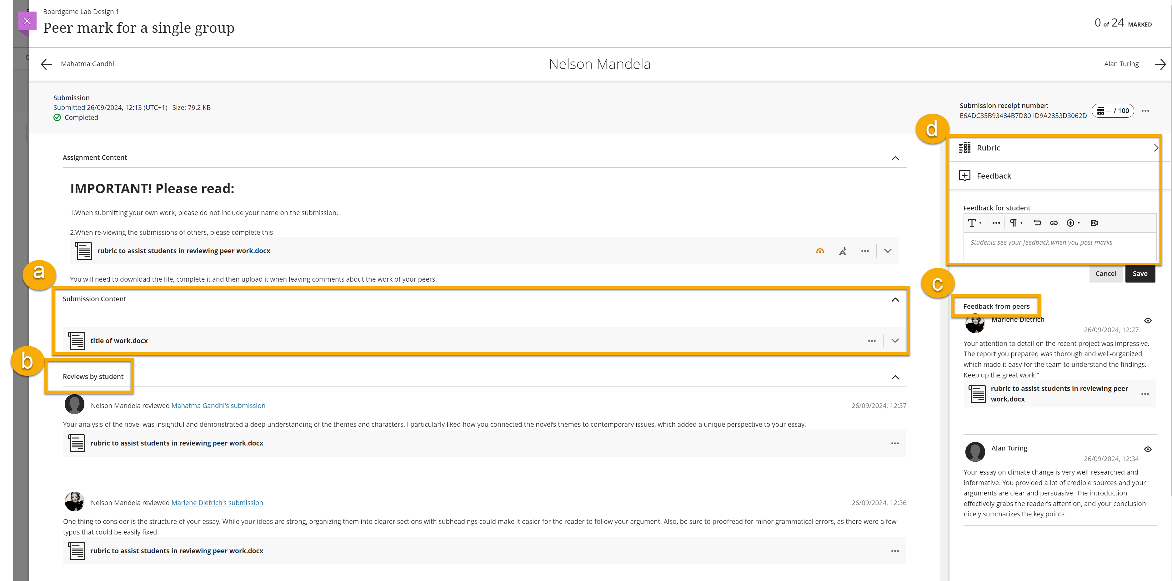 Blackboard Assignment – Peer Review - Technology Enhanced Learning Support for Staff