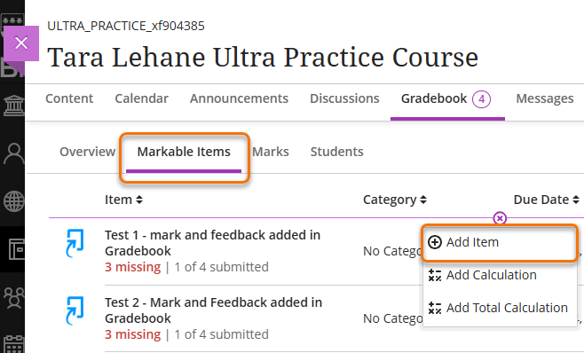 Add an Item (manual column) to the Gradebook - Technology Enhanced ...