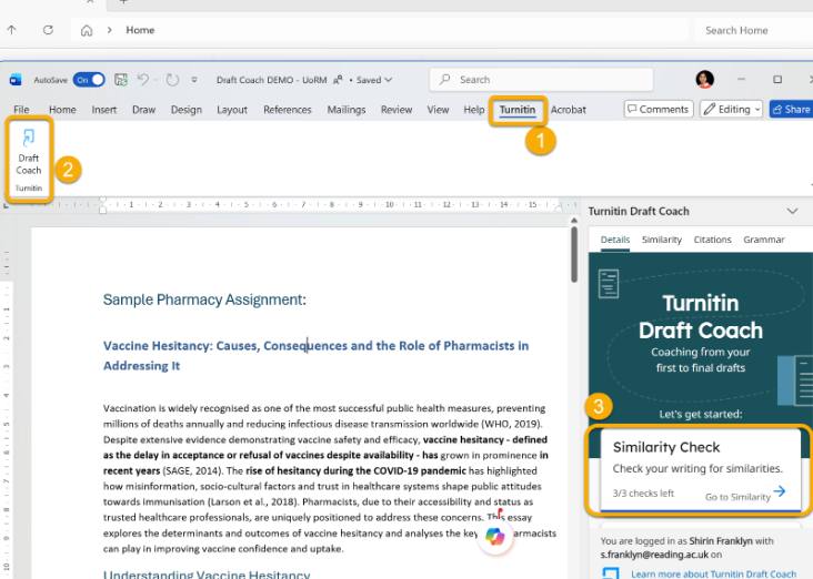 Turnitin Draft Coach – Similarity Checking before submission (available ...