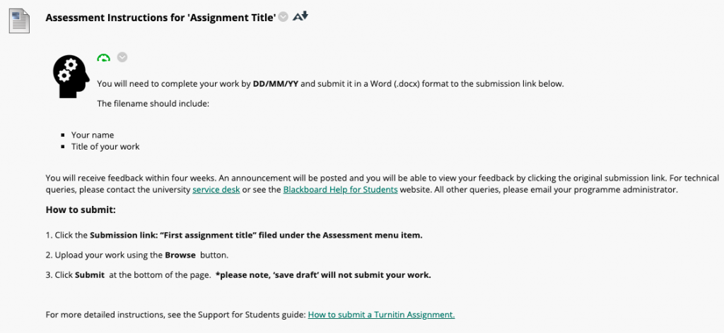 Writing instructions for Blackboard activities - Technology Enhanced ...